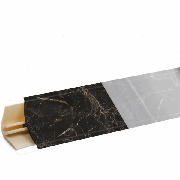 Плинтус для столешницы Korner LB15 с кабель-каналом мягкий край 15х15x3000 мм ПВХ, Мрамор Марквина черный