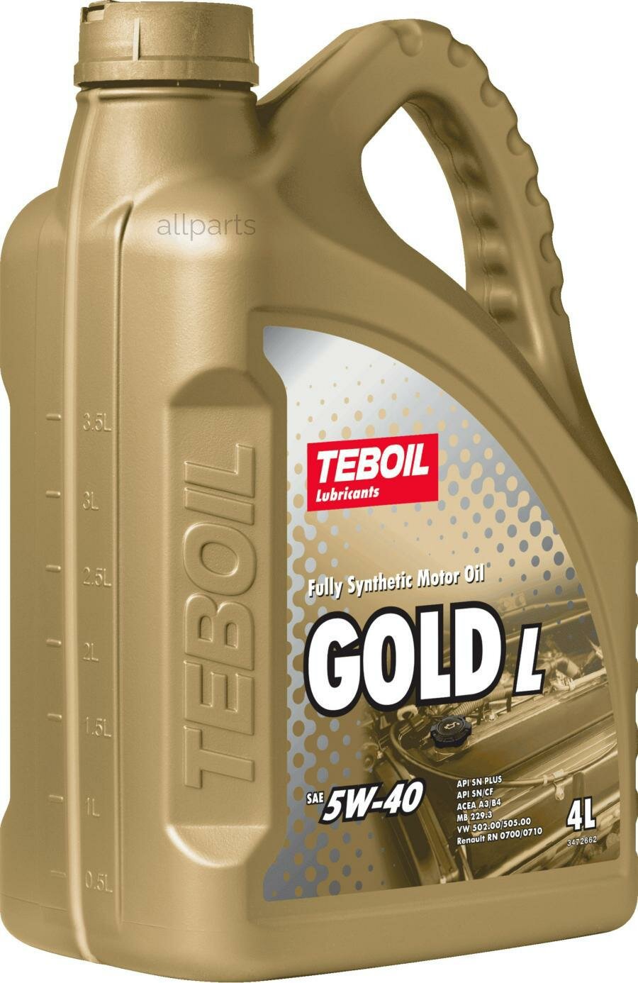 TEBOIL 3475041 Масло моторное TEBOIL Gold L 5W-40 синтетическое 4 л 3475041