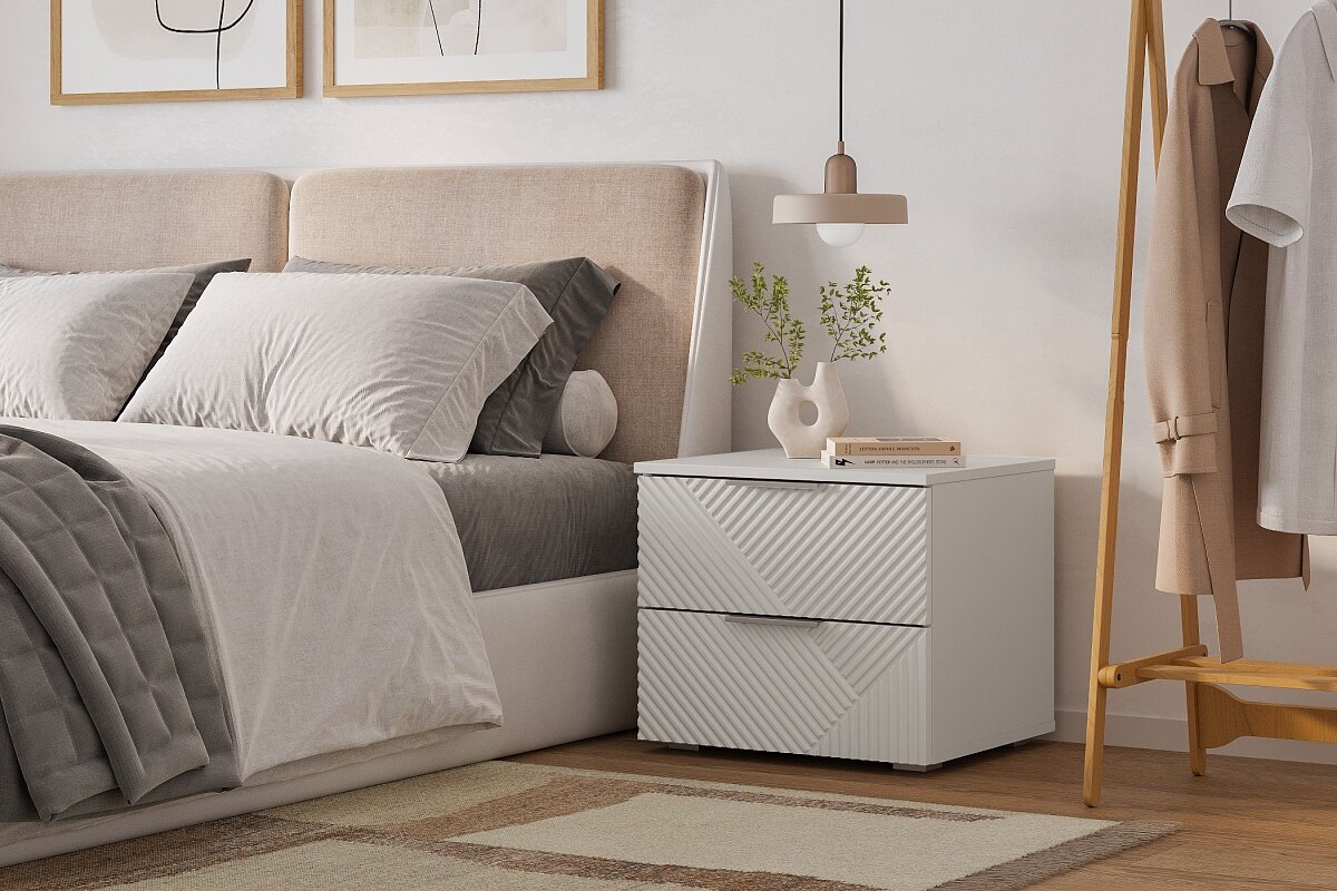 Тумба прикроватная МебельЛэнд24 Салерно NEW 2 Белый 50x42x44