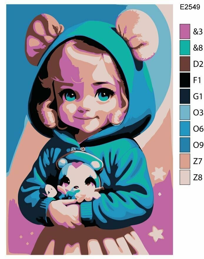 Детская картина по номерам E2549 "Красивые девочки Арт. Маленькая девочка с мышонком" 20x30