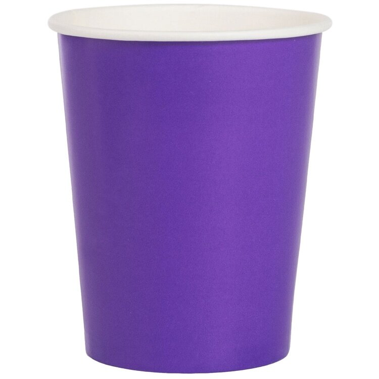 Стаканы бумажные фиолетовые, 6 штук, 250 мл