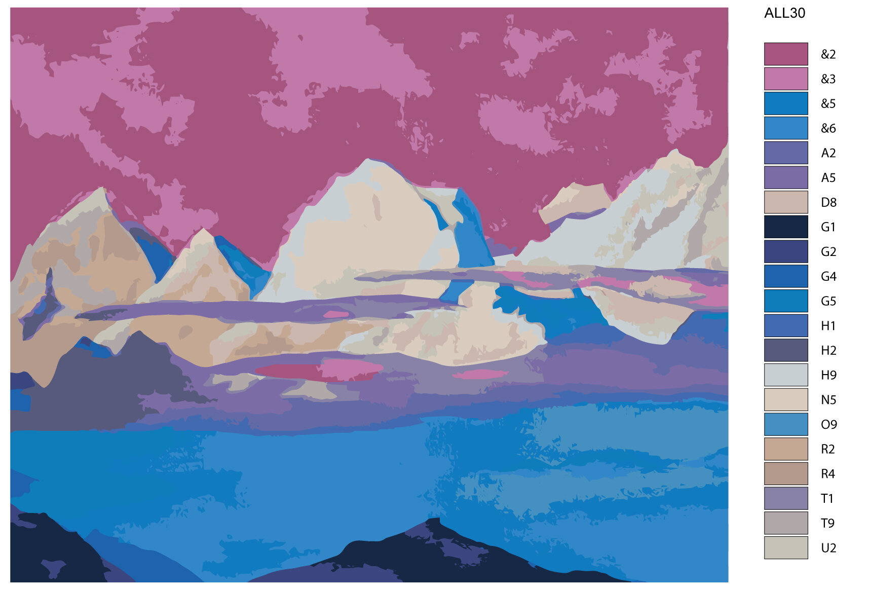 Картина по номерам Рерих "Розовые горы" ALL30 40x50