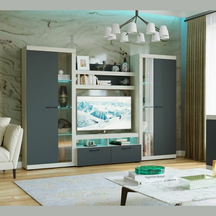 Гостиная Памир "Соната" исполнение 4, Дуб Крафт белый/Антрацит