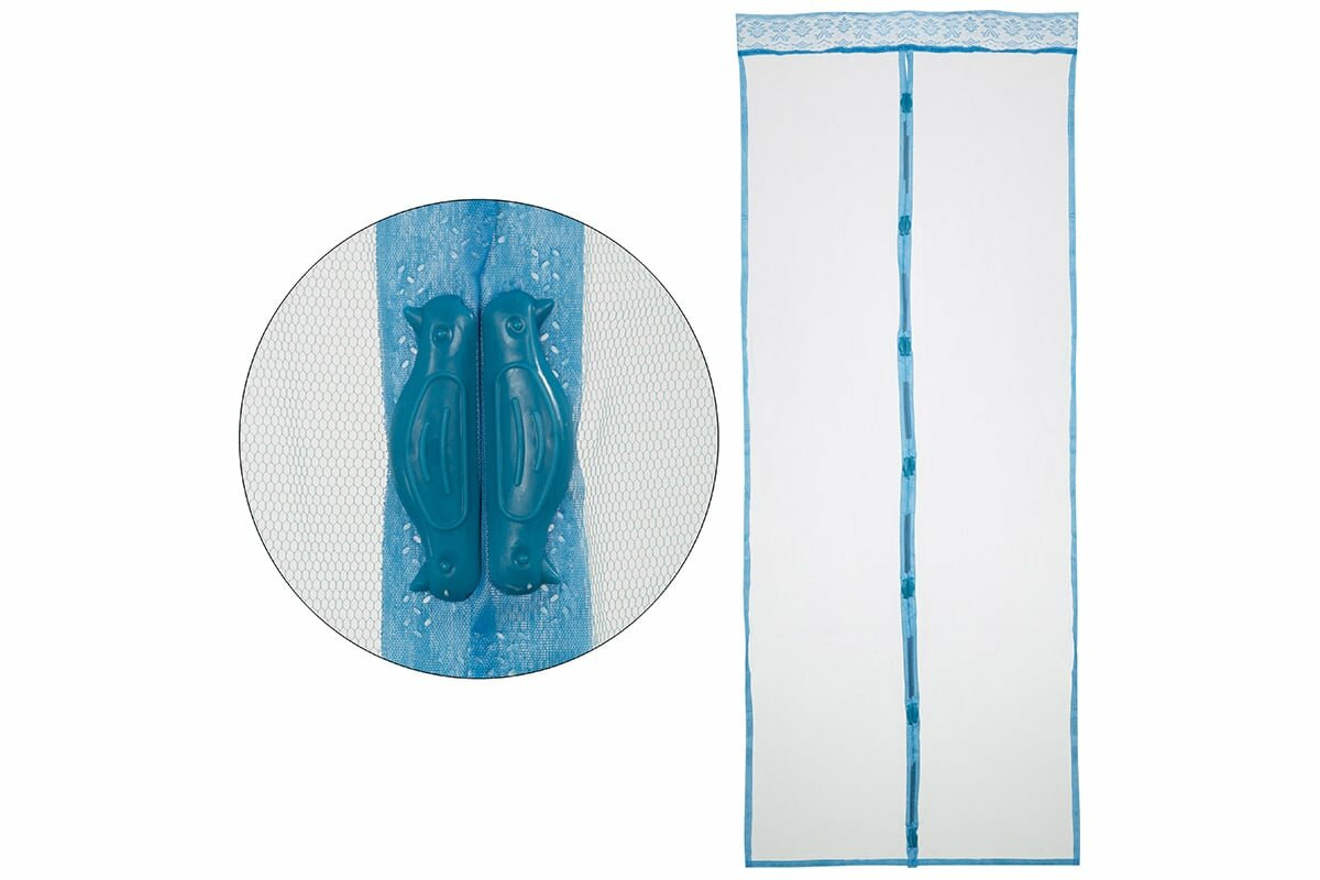 Рыжий кот Антимоскитная сетка с утяжелителями на магнитах для окон и дверей голубой Птички 009165