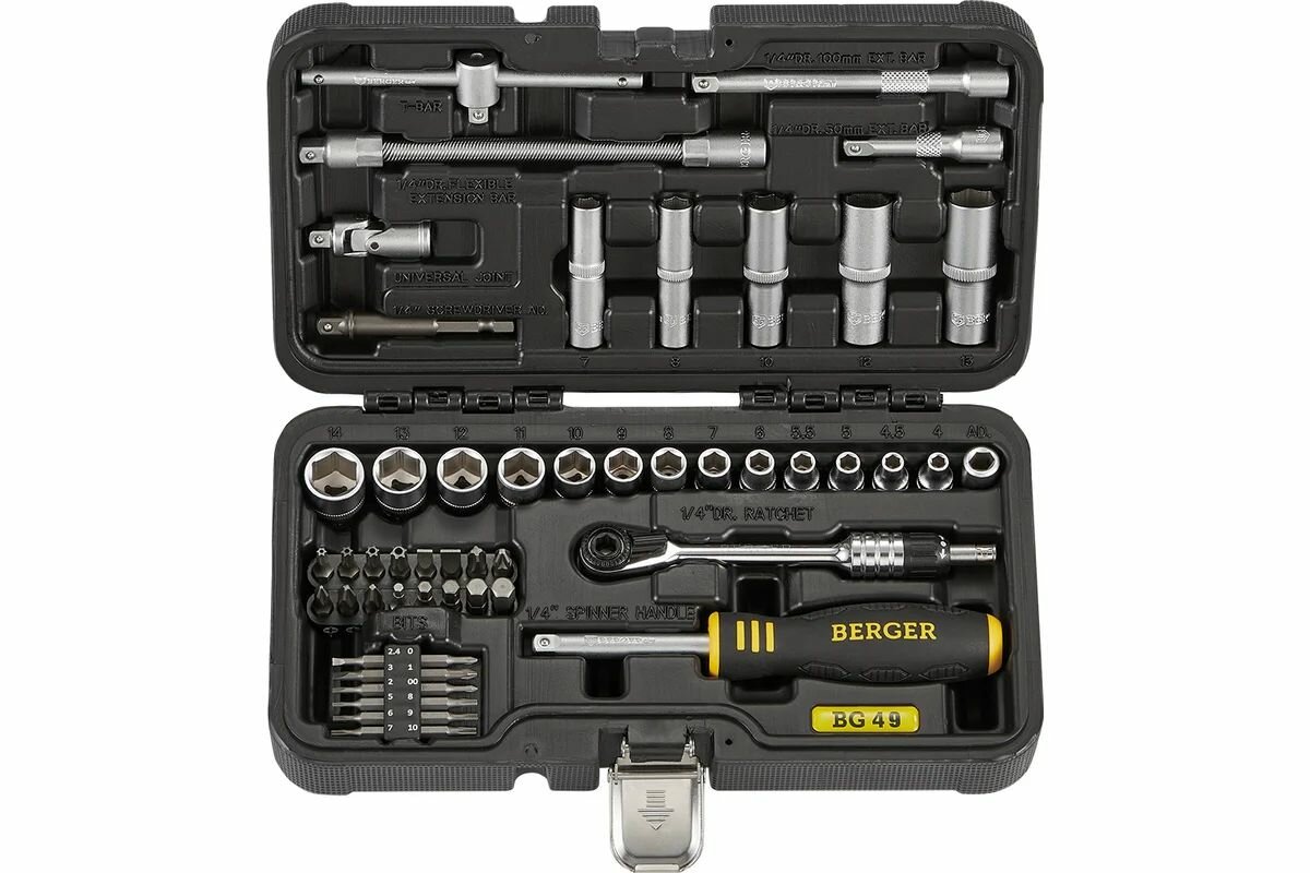 Набор инструментов Berger BG049-14 "Гиссен" 49 предметов, 1/4