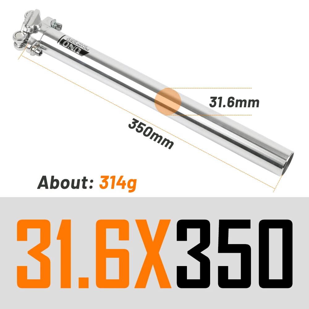 UNO Подседельный штырь алюминиевый черный/серебристый 350/400 мм silver 31.6x350MM