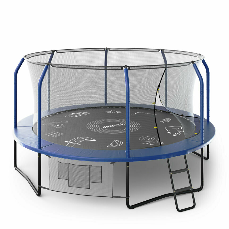 Батут UNIX Line Премиальный с играми / Supreme Game 14 ft (427 см) синий
