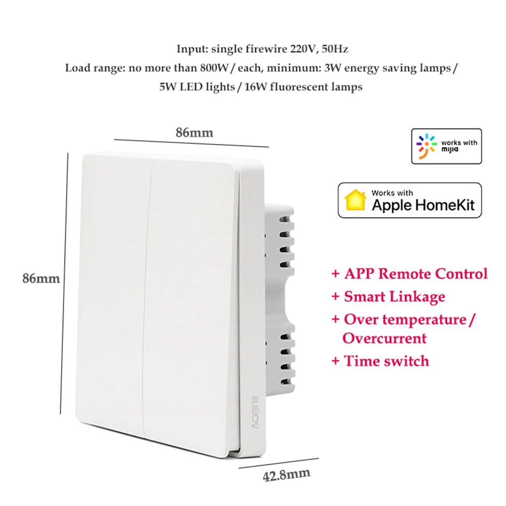 Умный настенный выключатель Aqara D1 C1 ZigBee, беспроводной переключатель для умного дома, цвет под золото, без нейтрального провода, работает с приложением Mijia homekit — фото 1
