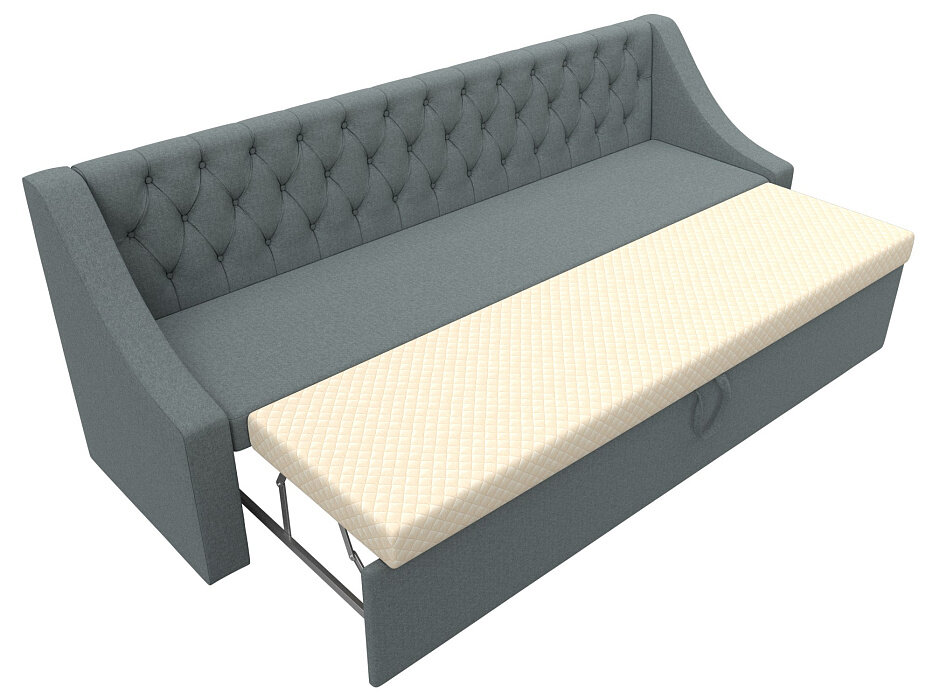 Диван кухонный прямой Мерлин, рогожка, механизм дельфин, Амур серый, 199x63x87см. Хит Диванов