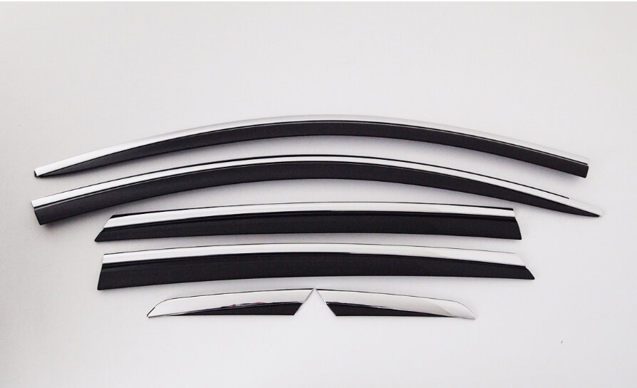 Дефлекторы Kia Optima 4 с хромированным молдингом, 6 штук