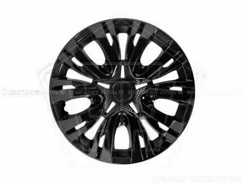 Колпаки декоративные (на пруж.) r-14 "лион" черный глянец, карбон (к-т 2 шт) (lw1409)