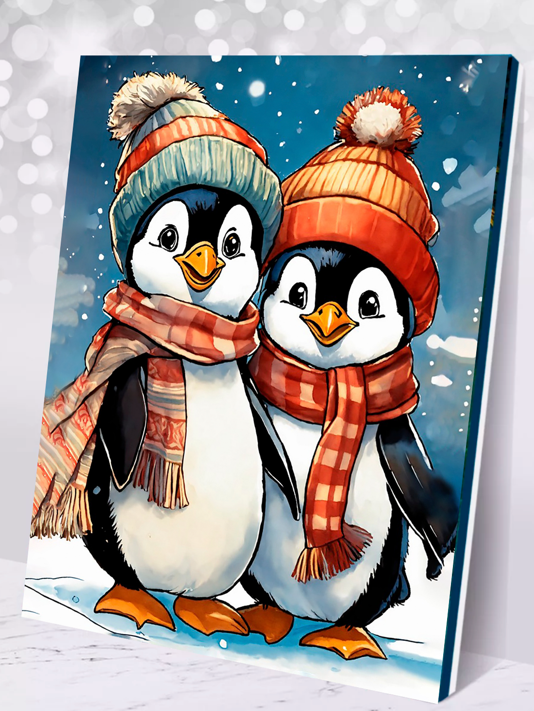 Картина по номерам "Веселые пингвины" 40х50 см, хлопковый холст на подрамнике, акрил, АртТойс