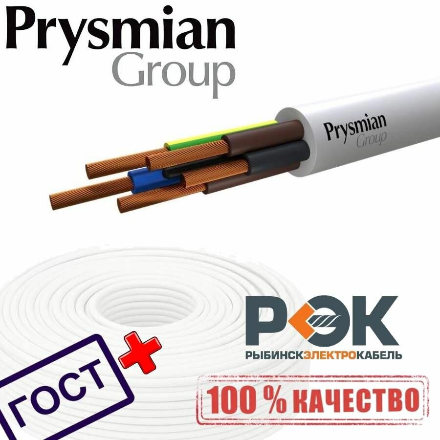 Провод ПВС 5х2.5 ГОСТ Белый РЭК-PRYSMIAN 0105050201 (10 Метров)