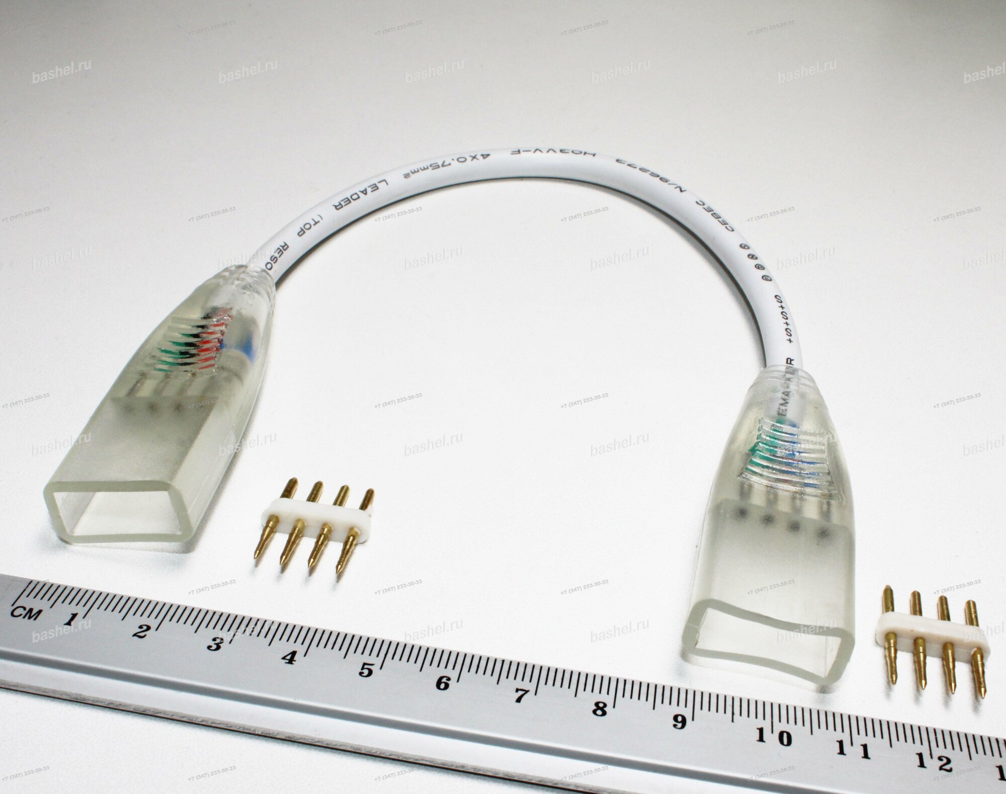 Коннектор 4pin для гибкого неона 6х16 мм, длина 20 см)