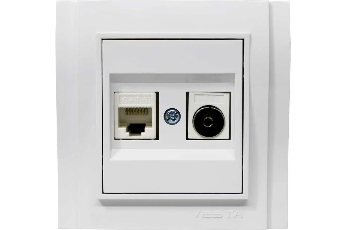 Metronex Electric Розетка -electric verona для сетевого кабеля lan+tv двойная FRZTV020102BEL