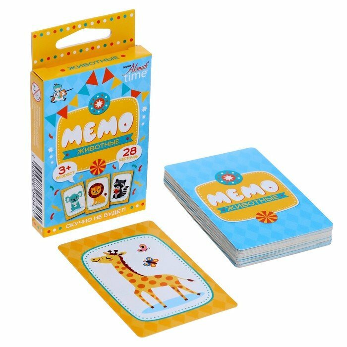 Настольная игра "Мемо. Животные", на память, от 3 лет, 2-4 игрока