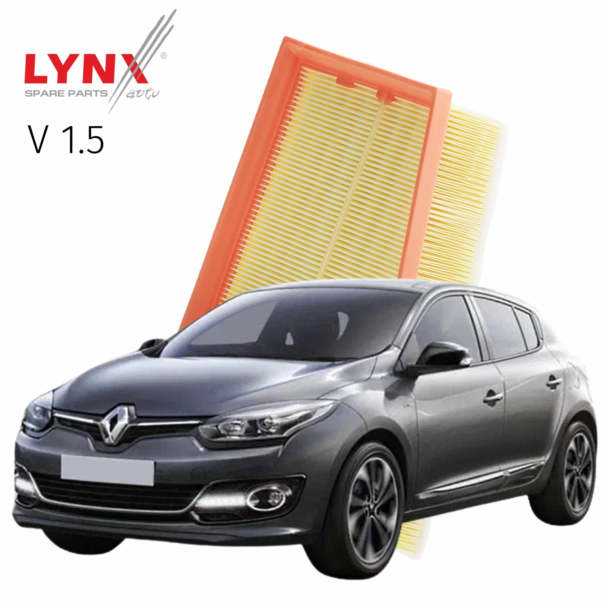 Фильтр воздушный Renault Megane (3) / Меган Меган 2008 2009 2010 2011 2012 2013 2014 V1.5 K9K 834 / 1шт LYNXauto