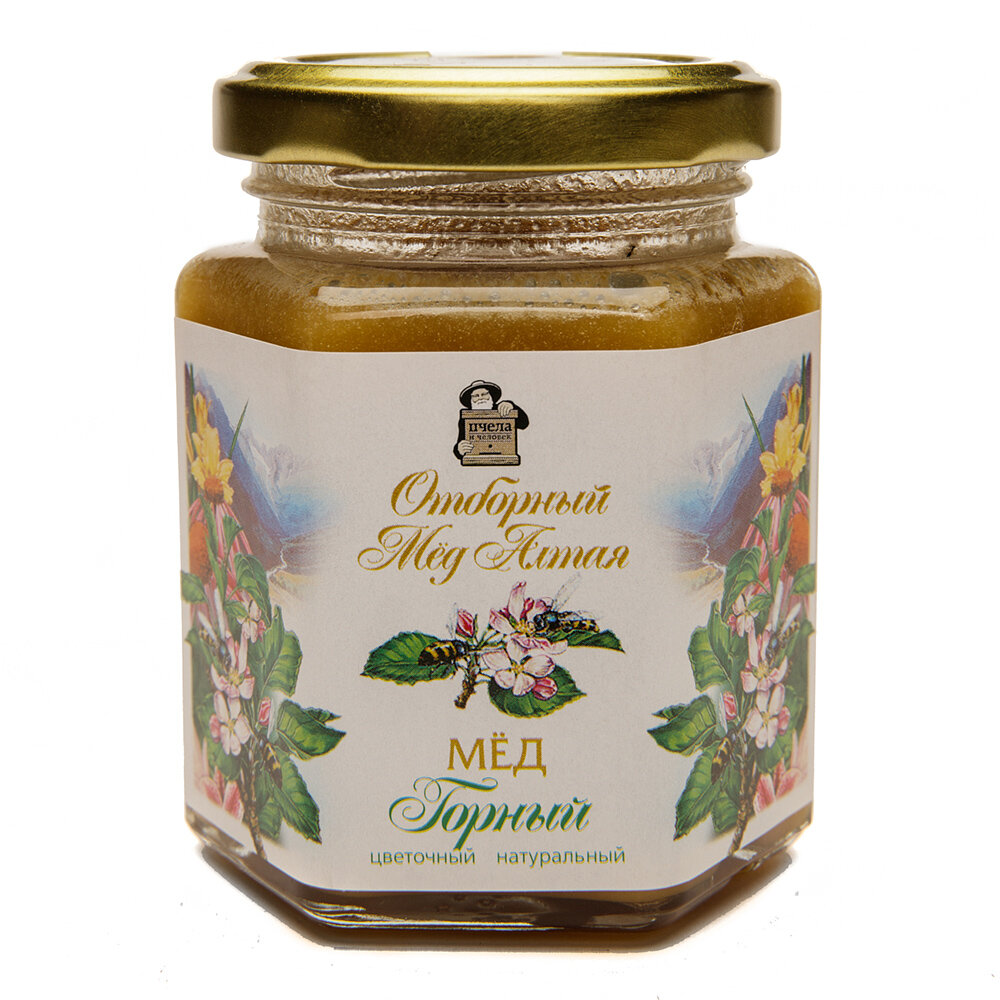 Мёд "Горный" с дикорастущих растений от бренда "ПЧЕЛА и человек", 230 грамм