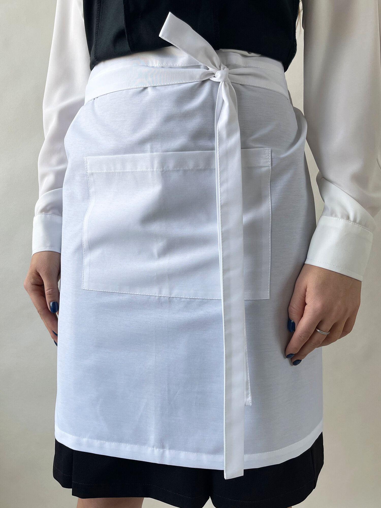 Фартук рабочий белый для официанта 50 см женский мужской KREATEX / креатекс