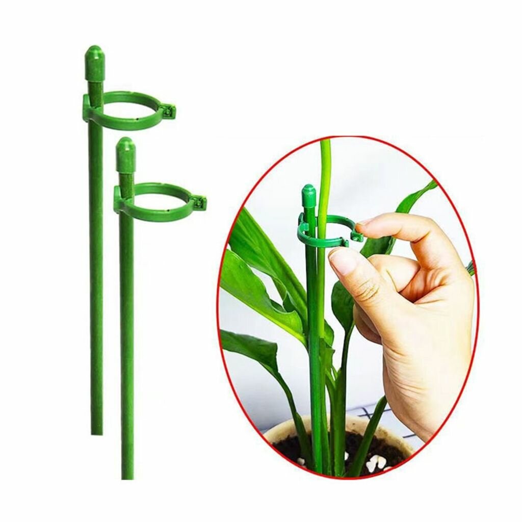 10 комплектов регулируемых кольев для поддержки растений, садовое кольцо с одним стеблем и зажимами