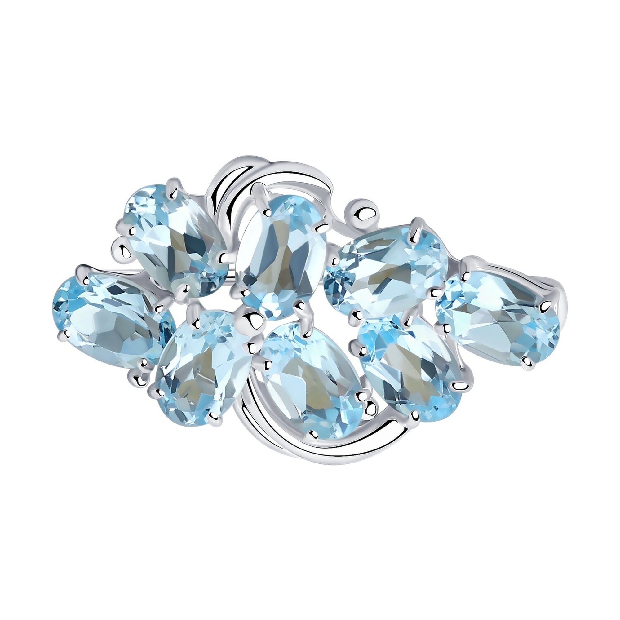 Брошь, серебро, 925 проба, родирование, топаз