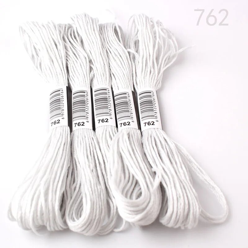 Нитки для вышивки крестиком 10 шт, полиэстер, 447 цветов Белый, 762