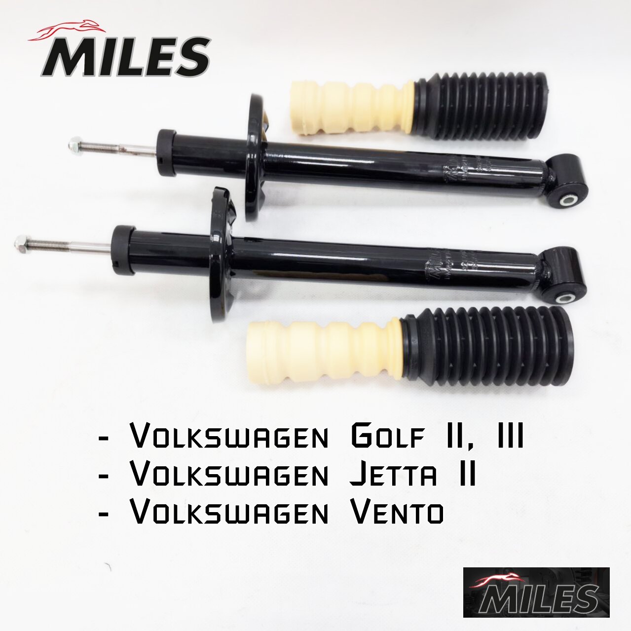 Задние амортизаторы с пыльниками и отбойниками MILES для VW GOLF II III, JETTA II, VENTO, SEAT TOLEDO I