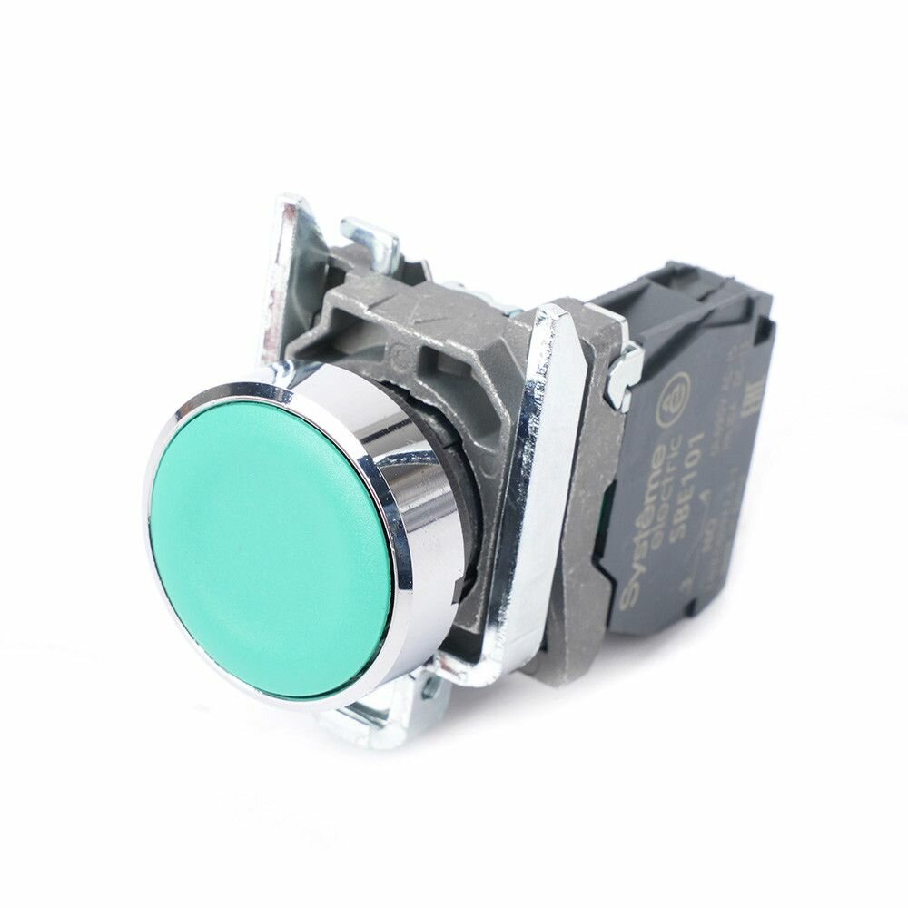 Кнопка управления Systeme Electric зеленая, в сборе модульная, SB4, 22 мм, с возвратом, металл 1HO