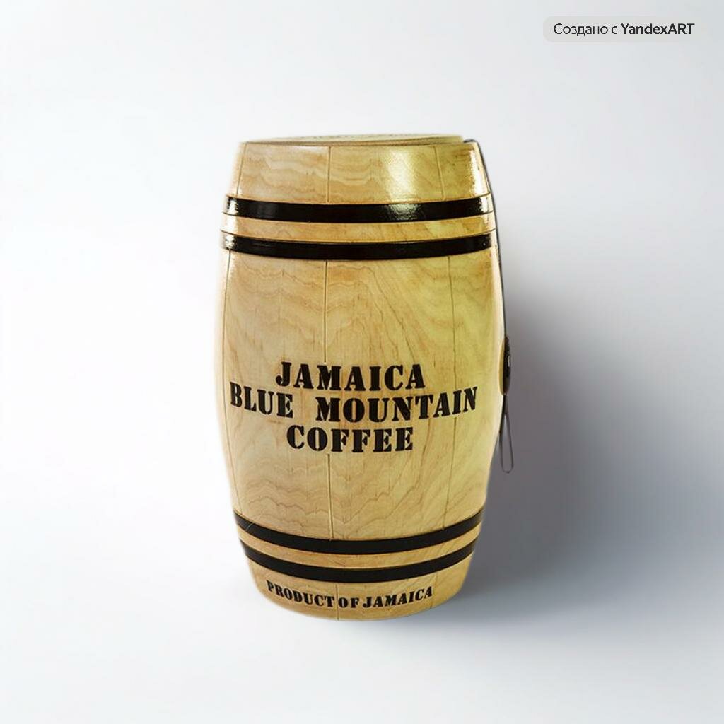 Элитный кофе Ямайка Блю Маунтин в подарочном бочонке 1 кг, тёмной обжарки-специально для кофемашин.