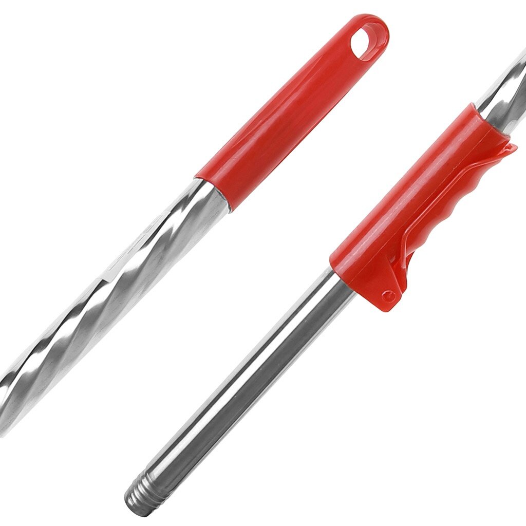 Рукоятка для швабры Домашняя Мода черенок из нержавеющей стали 78-134х2,4 см "Люкс" витая, раздвижная, с фиксатором, с резьбой, пластмассовый наконечник