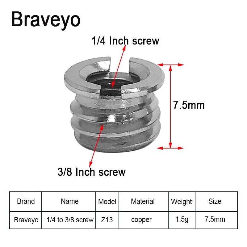 Адаптер для камеры Braveyo 1/4-3/8 дюйма, Z13