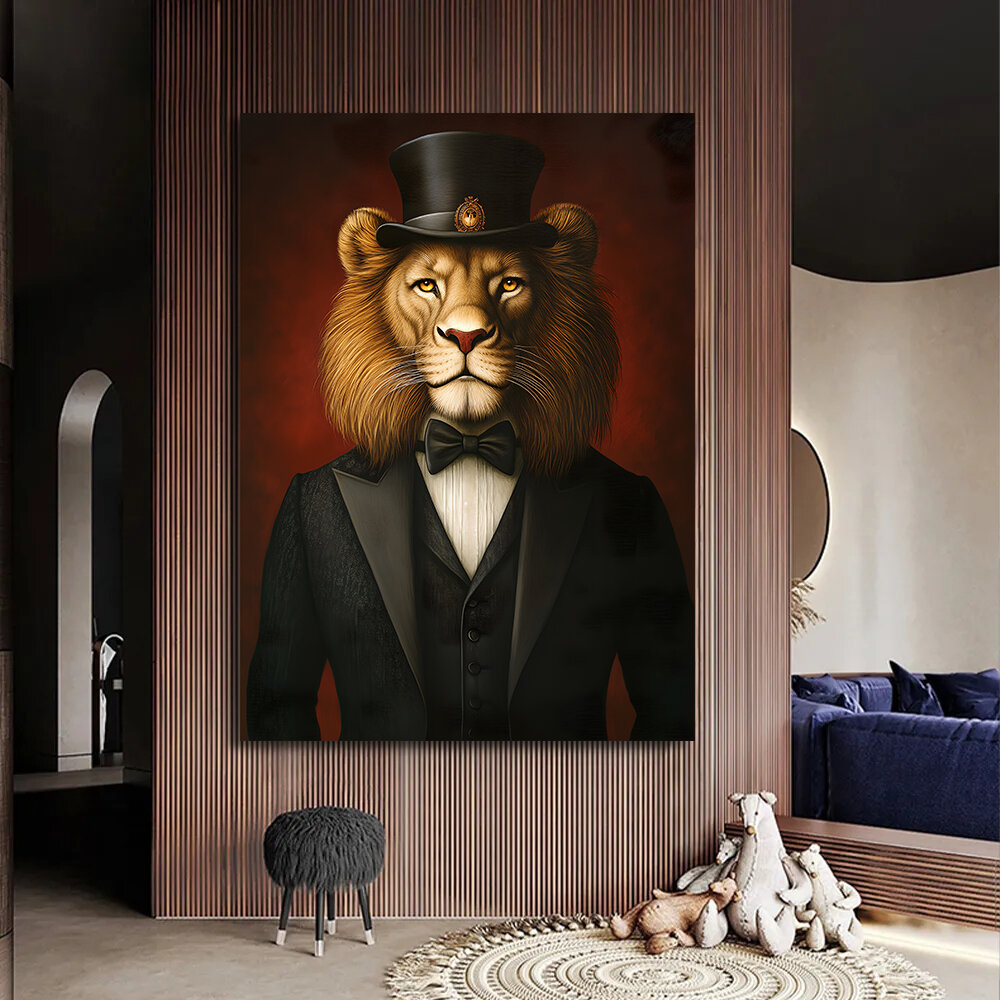 Картина "Лев", 50x70 см, на подрамнике, холст, хлопковый, с креплением "крокодил"