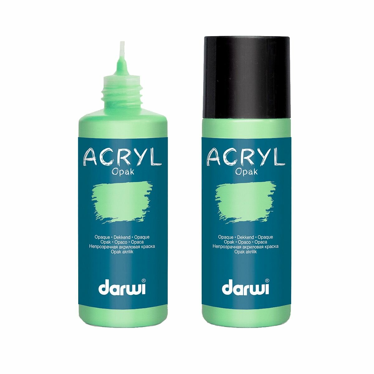 Акриловая краска для рисования и творчества, укрывистая, 80 мл, Darwi Opak (пастельная зелёная)
