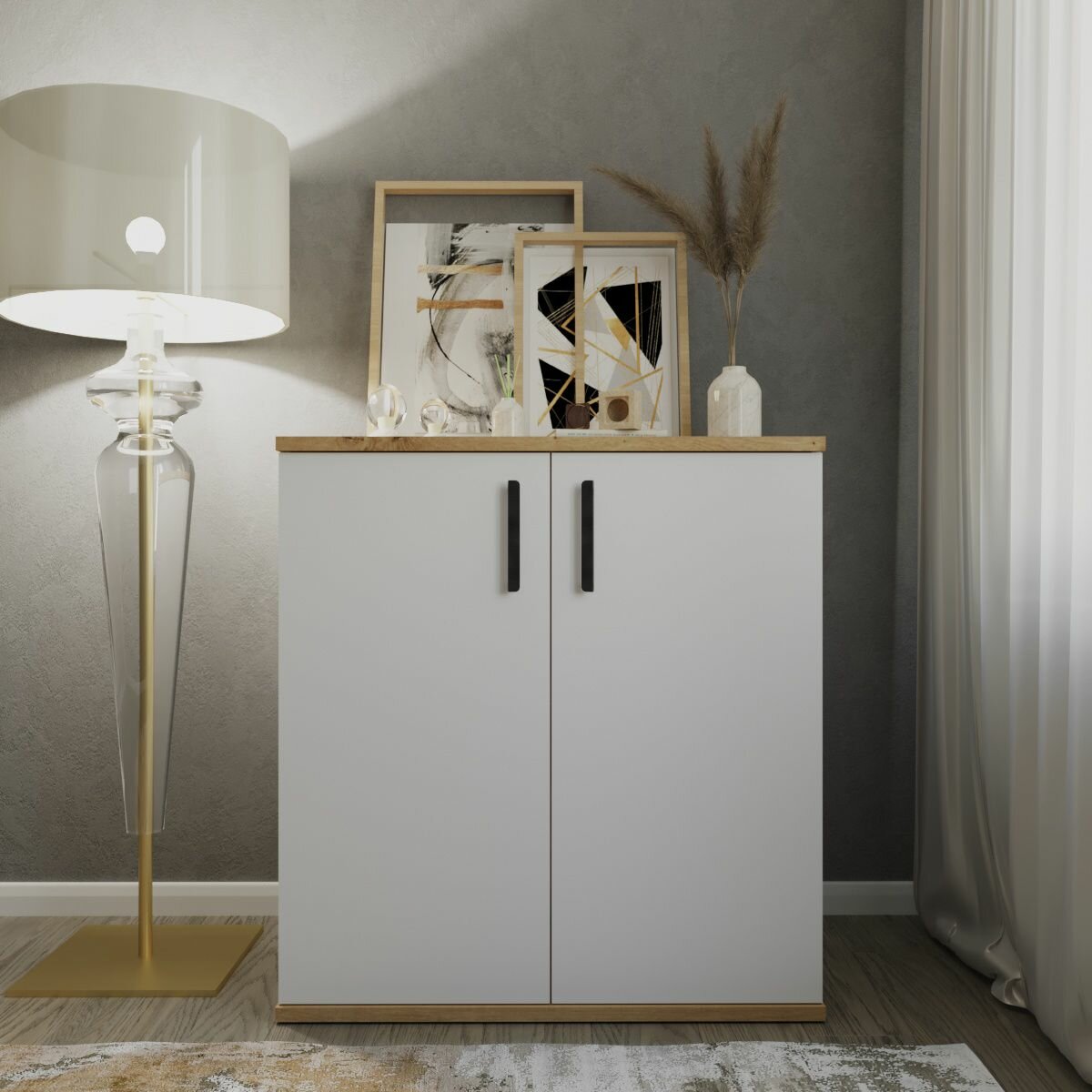 Комод белый, для одежды и вещей, МебеЛи, с дверцами и полками, широкий, деревянный, 98,5х92х61,5