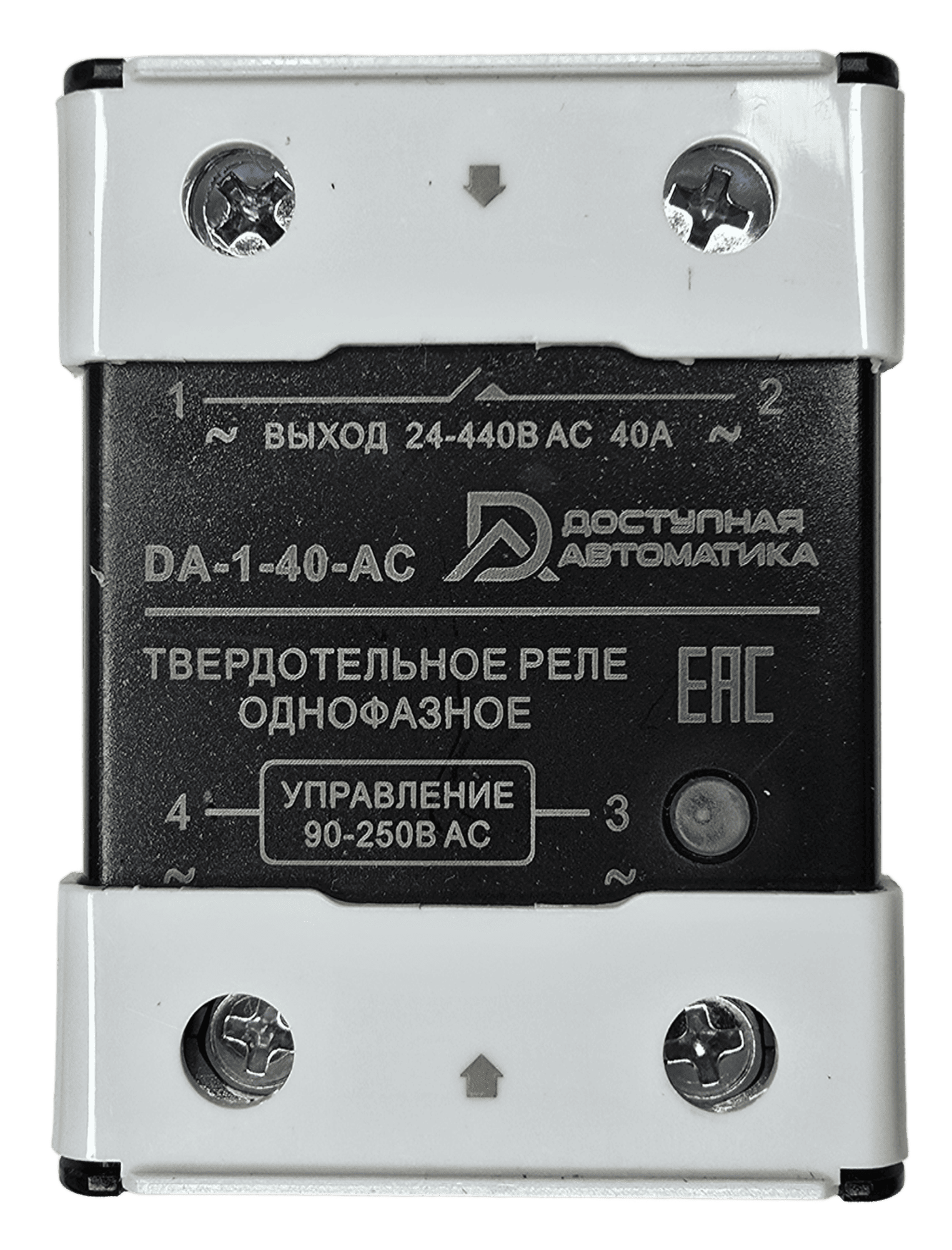 DA-1-40-AC Твердотельное реле 1 фаза 24-440В AC 40А, управление 90-250В AC