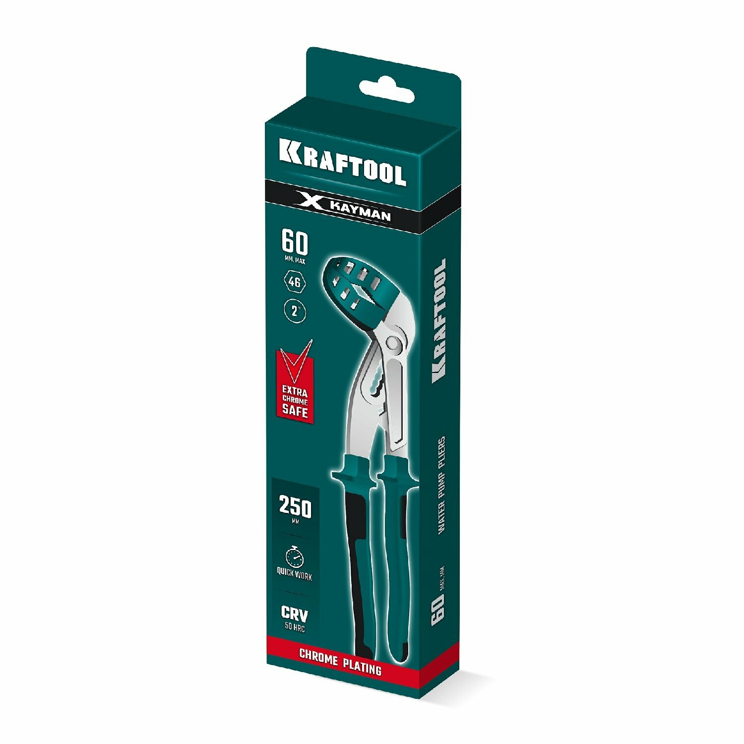 Переставные клещи KRAFTOOL 250 мм Cr-V сталь хромирование максимальный захват 60 мм толщина губок 6.5 мм