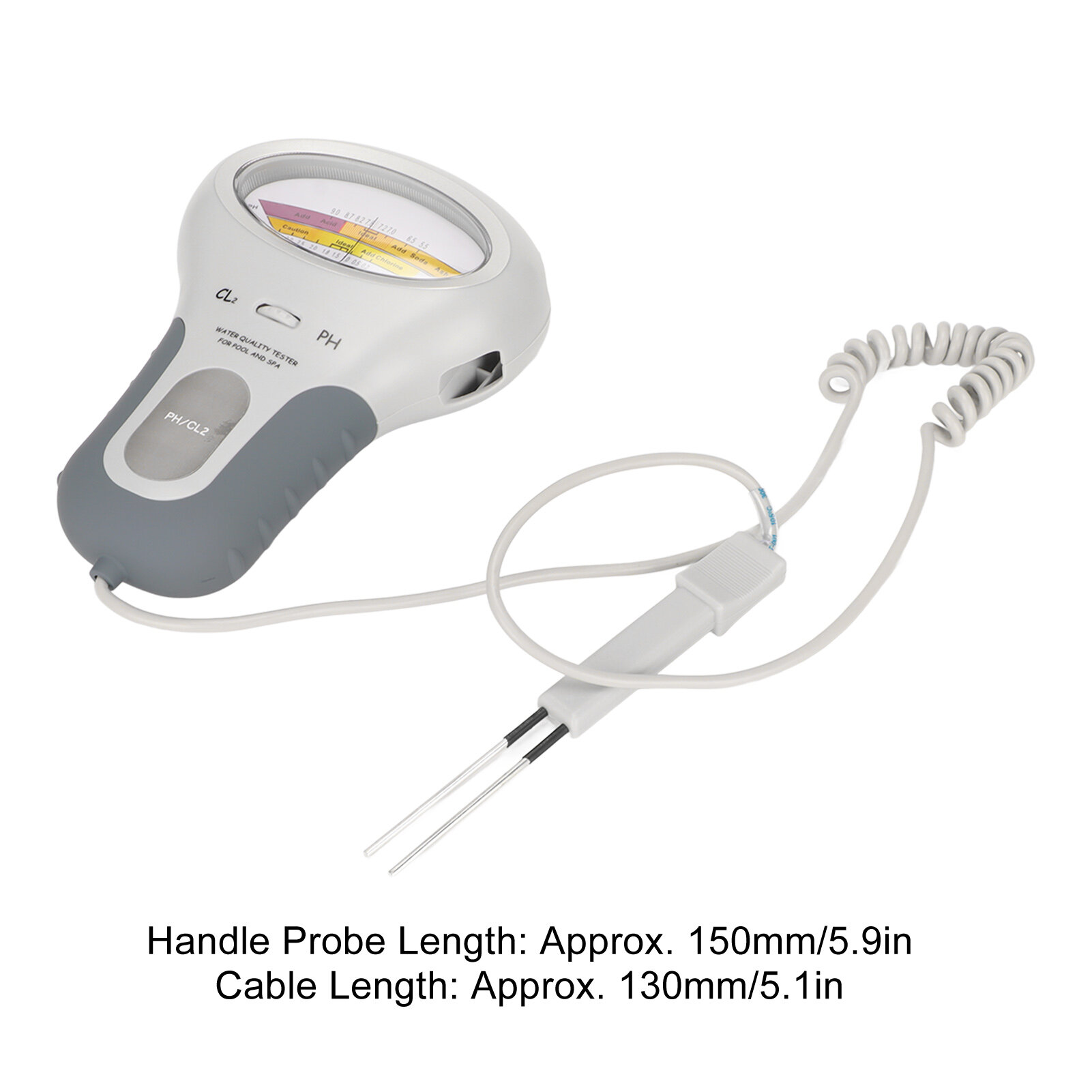 Измеритель хлора и pH в воде, большой экран, питание от батареи, портативный тестер качества воды с зондом для спа-бассейна