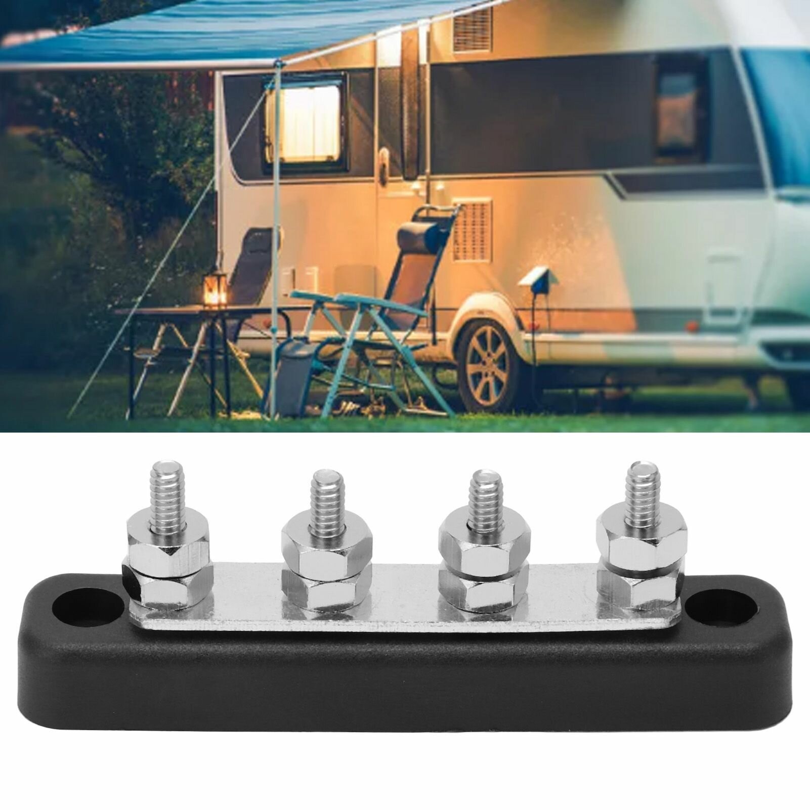 Шина Блока распределения электроэнергии Огнестойкая Клеммная Шина Защиты От Коррозии 3/16 дюйма 150A DC 48V Из Нержавеющей Стали, Нейлона и латуни