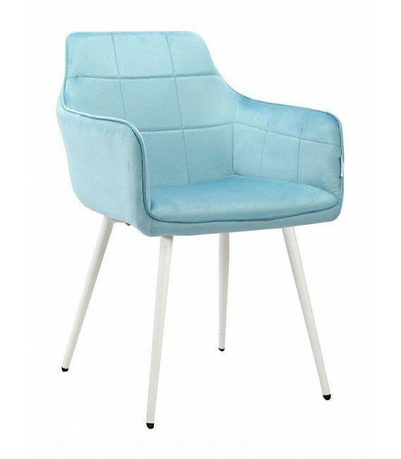 DC833 Стул мягкий с подлокотниками, АКВАМАРИНG62-46 велюр, каркас металл белый