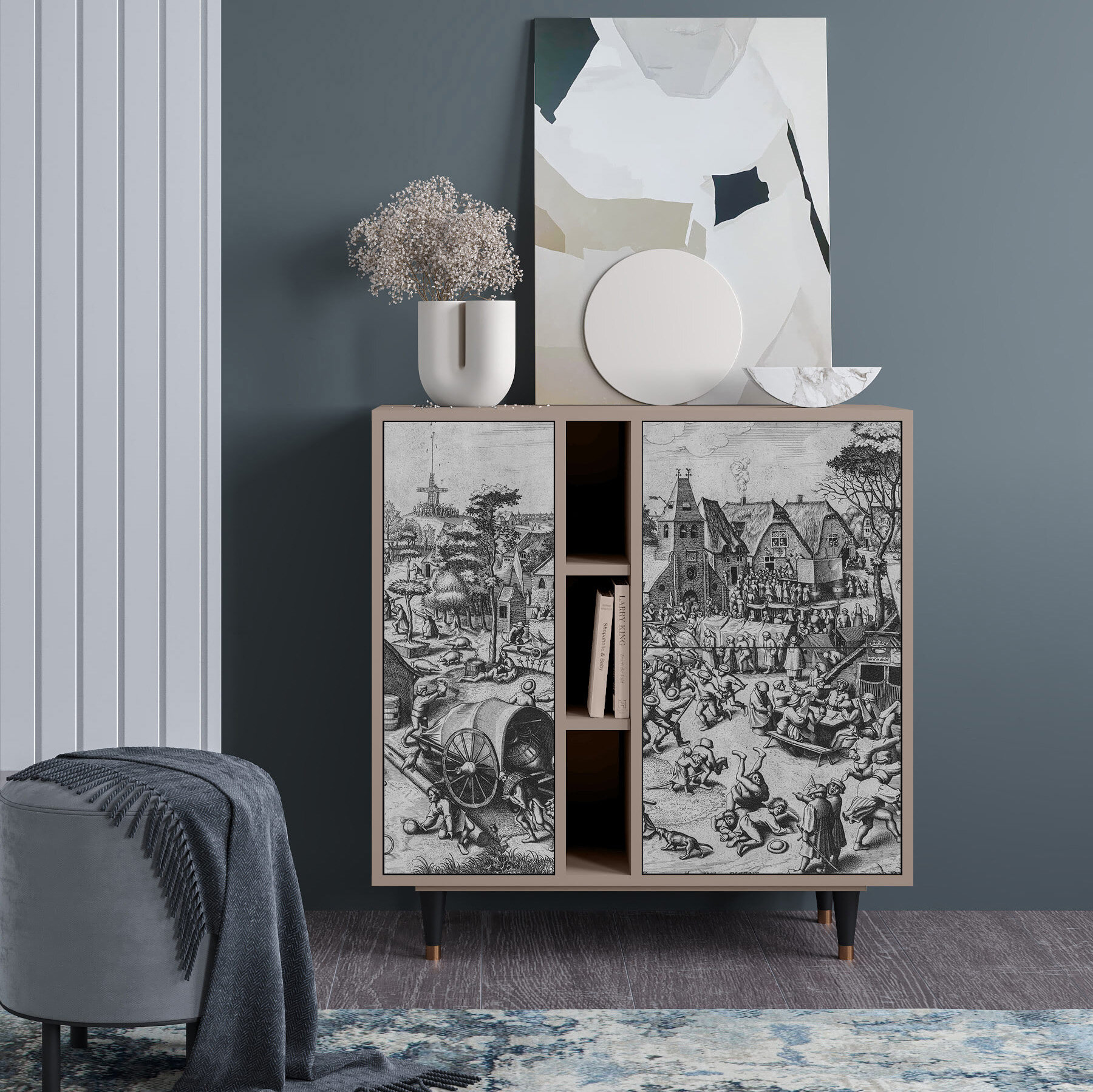 Комод - STORYZ - BS5 The Festival of Saint George by Pieter Breugel, Размер - 94 x 96 x 41 см, Цвет корпуса - , Бежевый