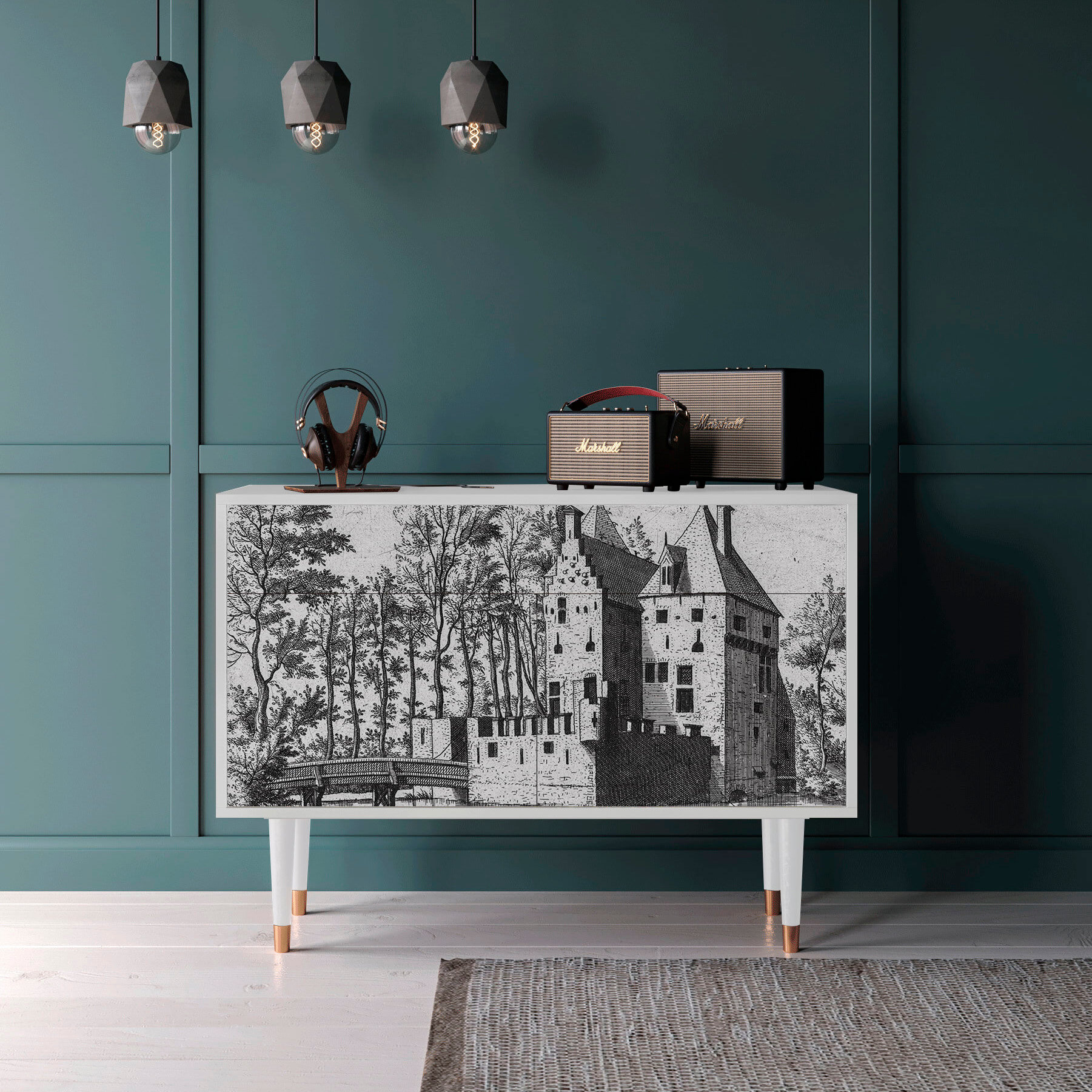 Комод - STORYZ - BS4 Castle with Lift Bridge by Pieter Breugel , Размер - 115 x 85 x 48 см, Цвет корпуса - Белый