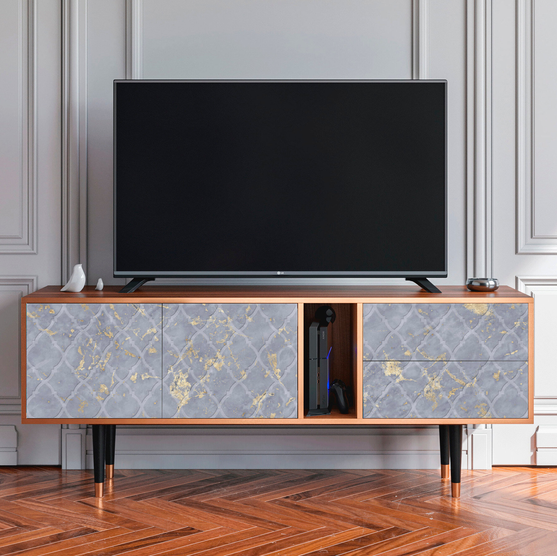 ТВ-Тумба - STORYZ - T1 Golden Smoke, Размер - 170 x 69 x 48 см, Цвет корпуса - , Орех