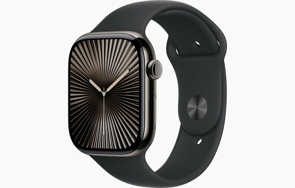 Apple Watch S10 46mm Slate Titanium Case with Black Sport Band M/L