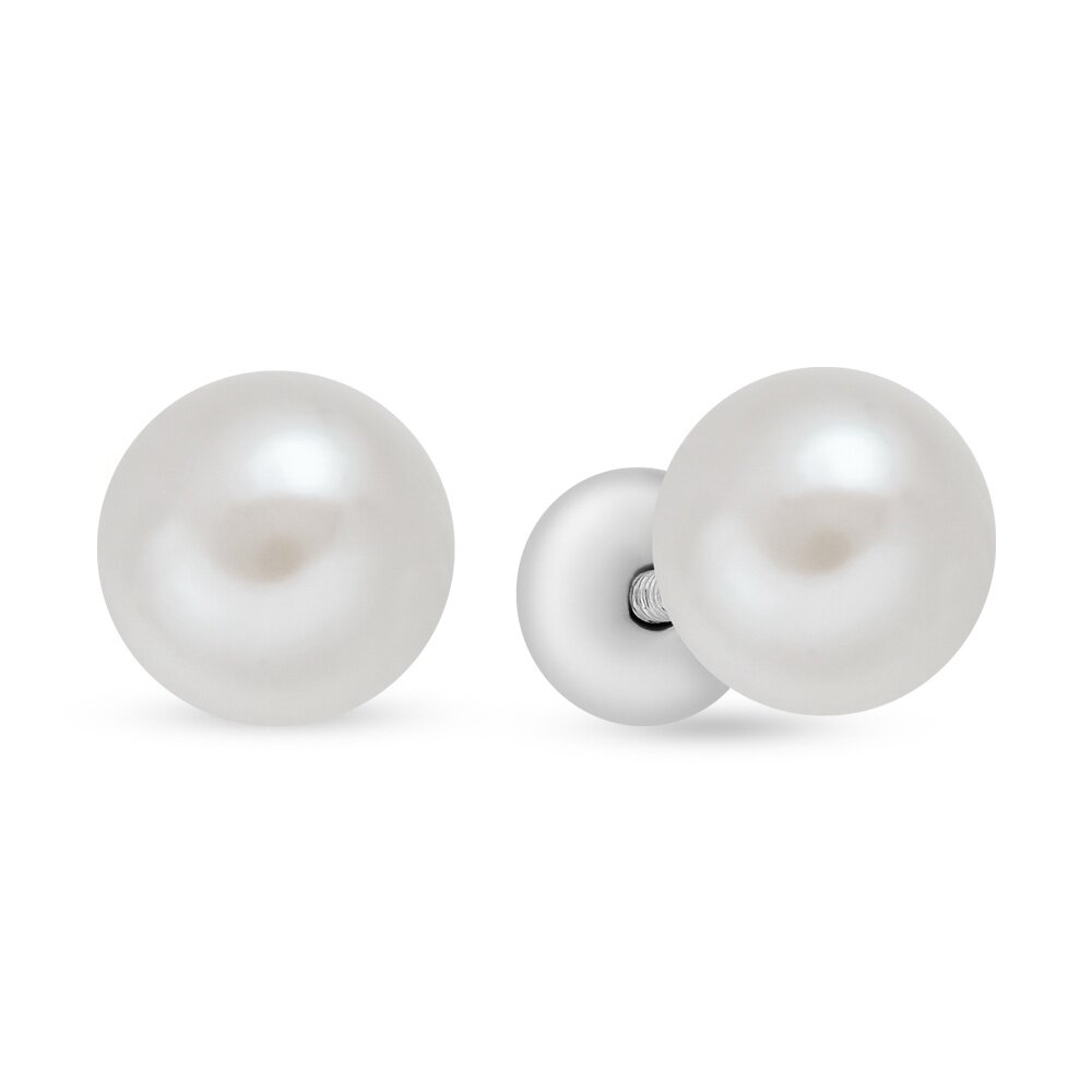Серьги пусеты, серебро, 925 проба, родирование, жемчуг культивированный