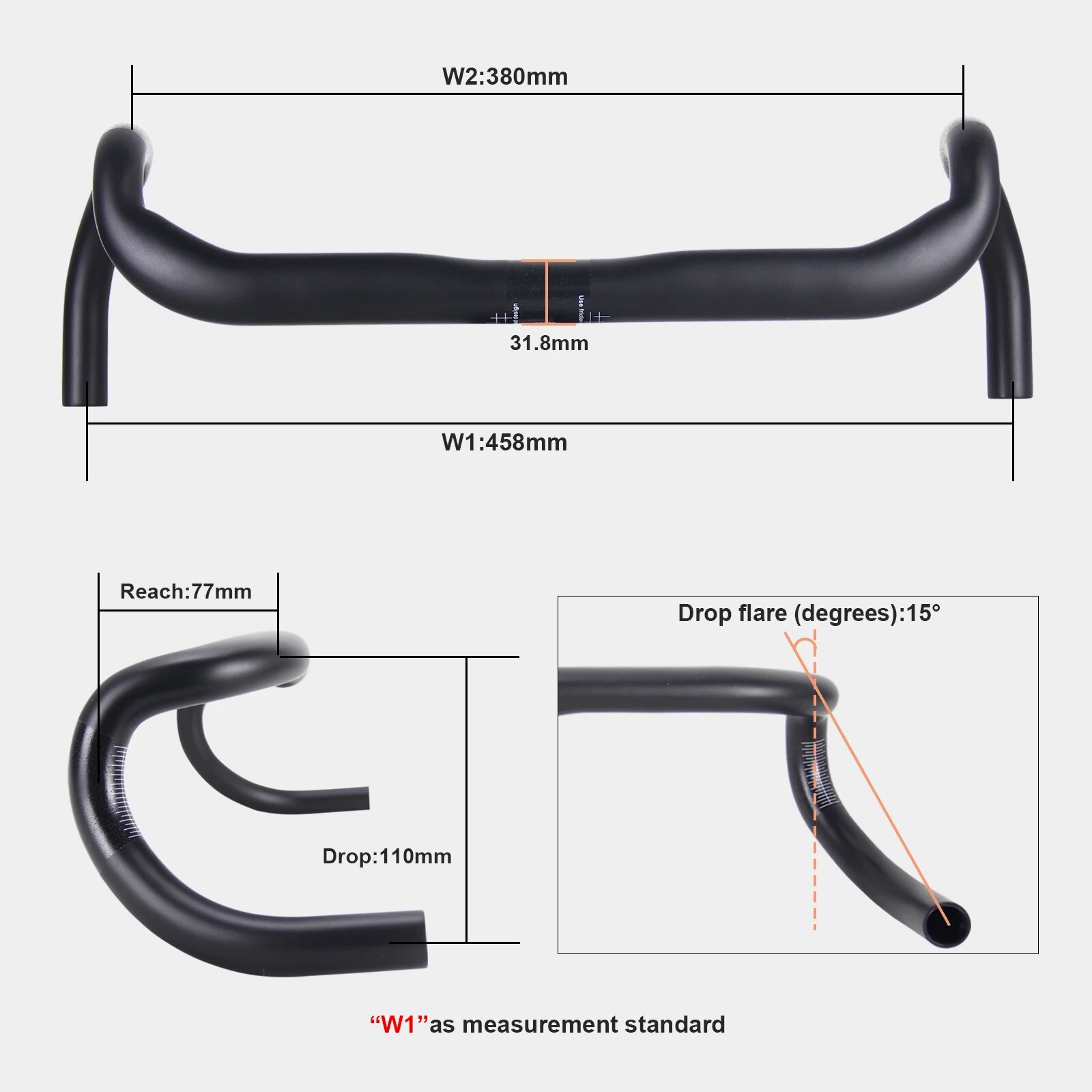 Углеродный изогнутый руль RXL SL 31.8 мм для шоссейных велосипедов No Logo Matte 458