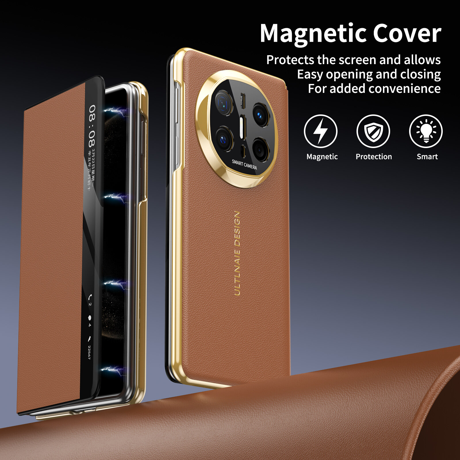 Подходит для Huawei Mate X6 / Хуавей Мейт X6 Чехол для смартфона, Складной многофункциональный кожаный футляр, Мейт X6, подставка, soft touch,360° Полная защита, пластик, искусственная кожа, стекло,