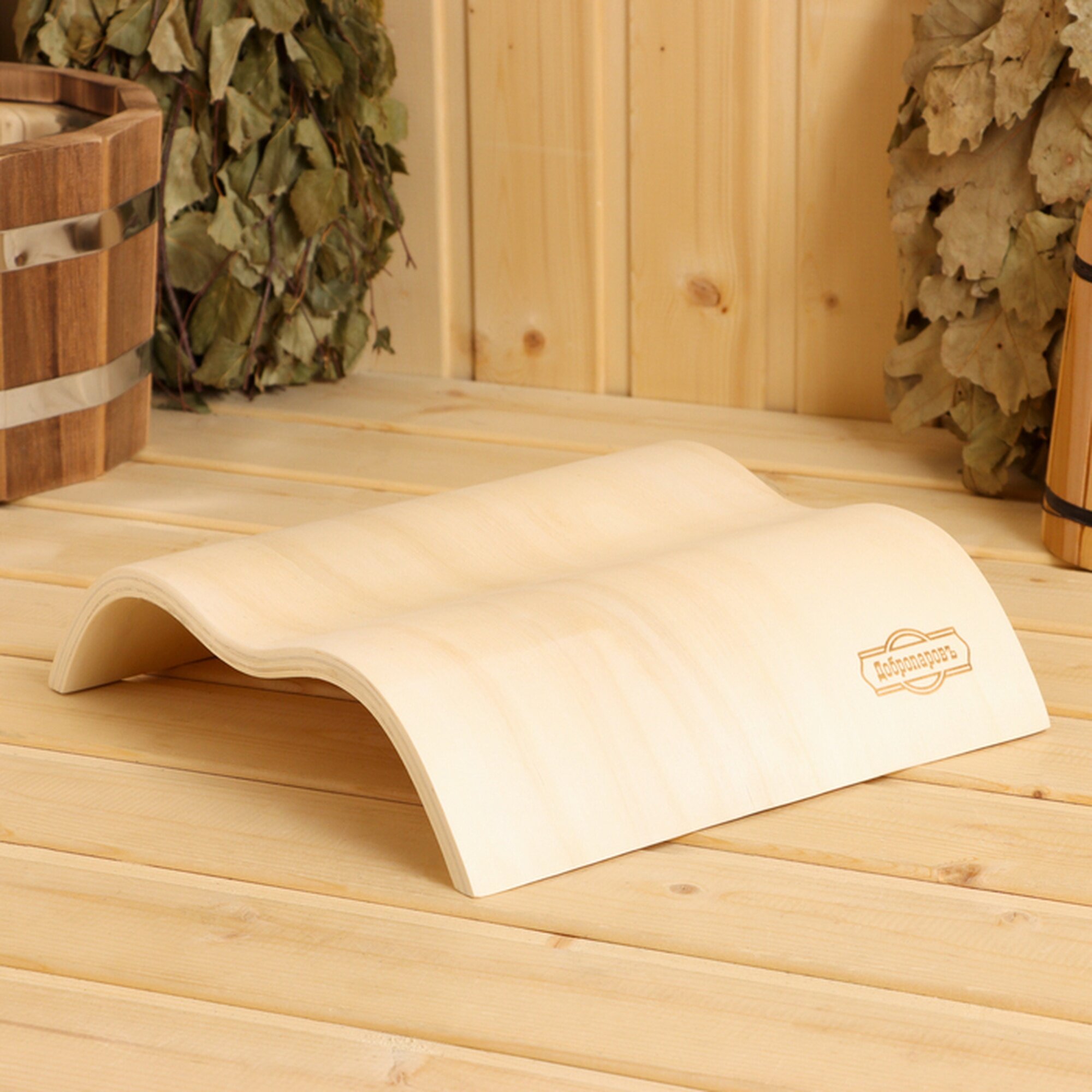 Подголовник Добропаровъ V-HR019, анатомический, дерево, бежевый, 29x26x6,5 см