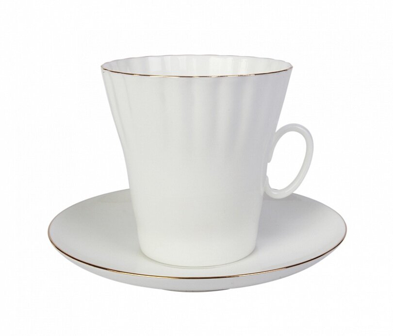 Чашка с блюдцем кофейная Золотой кантик (Одуванчик) 175 мл, Императорский фарфоровый завод (ЛФЗ) 81.13552.00.1