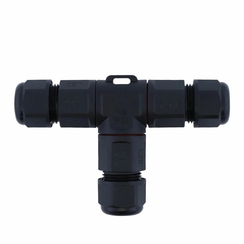 IP68 TL20 T-образный водонепроницаемый соединитель с быстрым клеммным электрическим проводом для наружного кабельного соединения