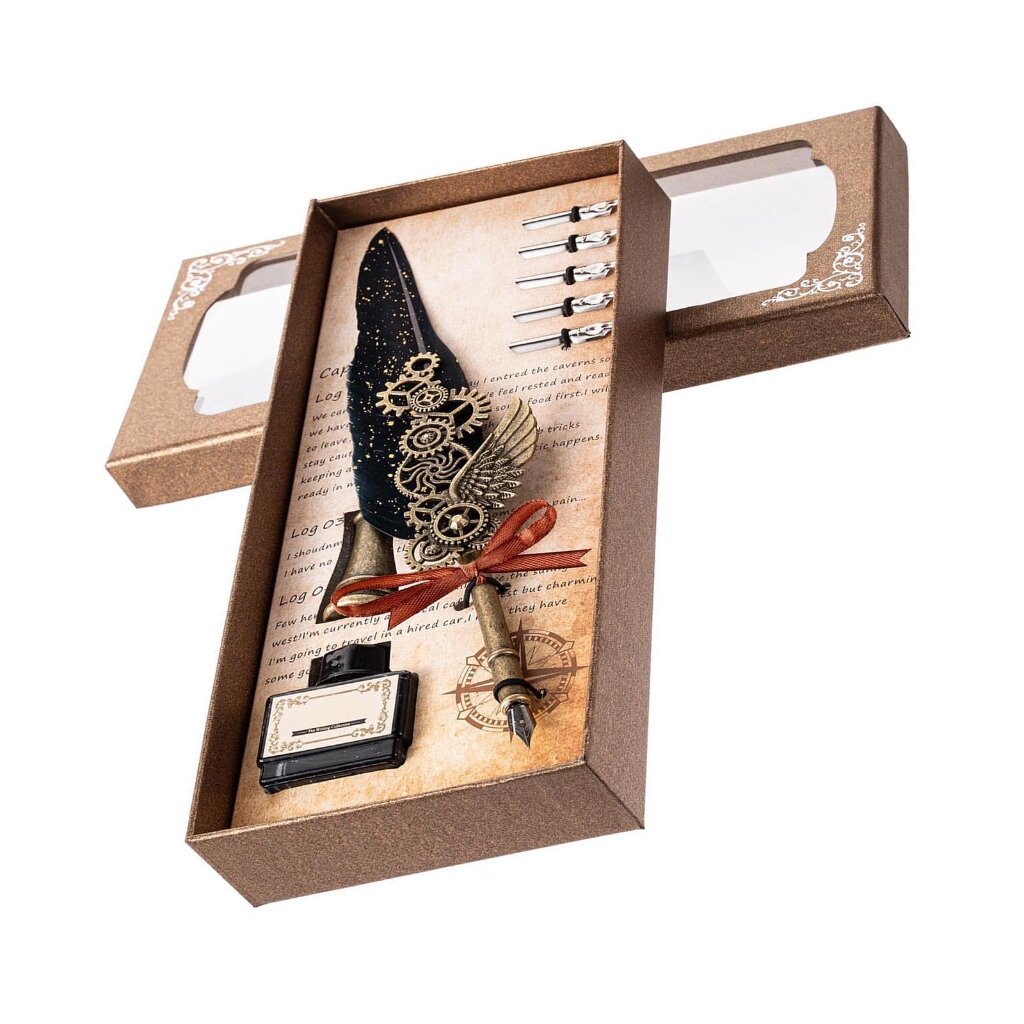 Каллиграфическая Ручка Ancient Quill Dip Pen Набор Перьевых Ручек и Чернил с 5 Наконечниками